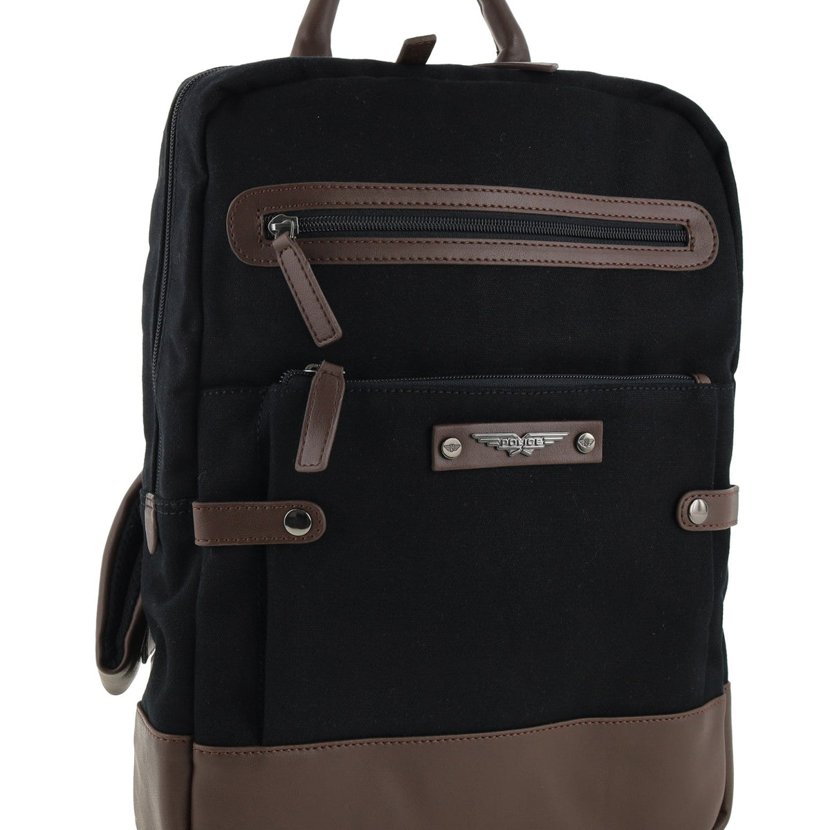 Police Rustic Canvas Backpack in Black – Milleni Leather Goods