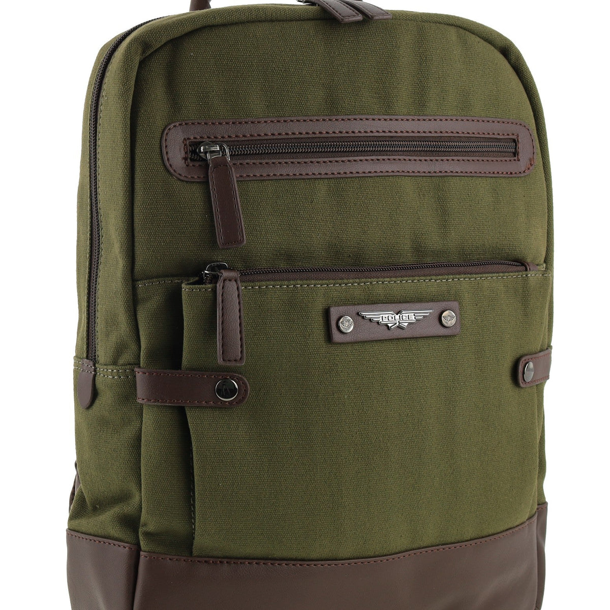 Police Rustic Canvas Backpack in Dark Olive – Milleni Leather Goods